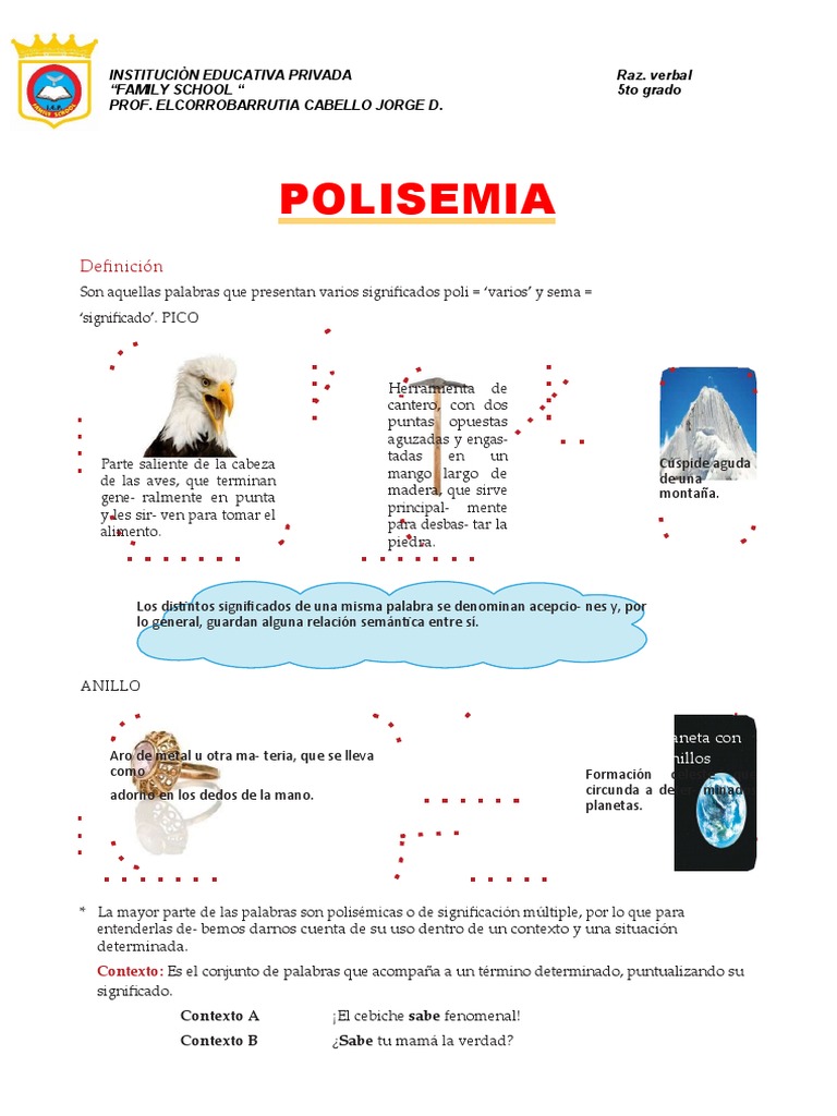 Definicion de La Polisemia para Quinto Grado de Primaria | PDF | Hoja