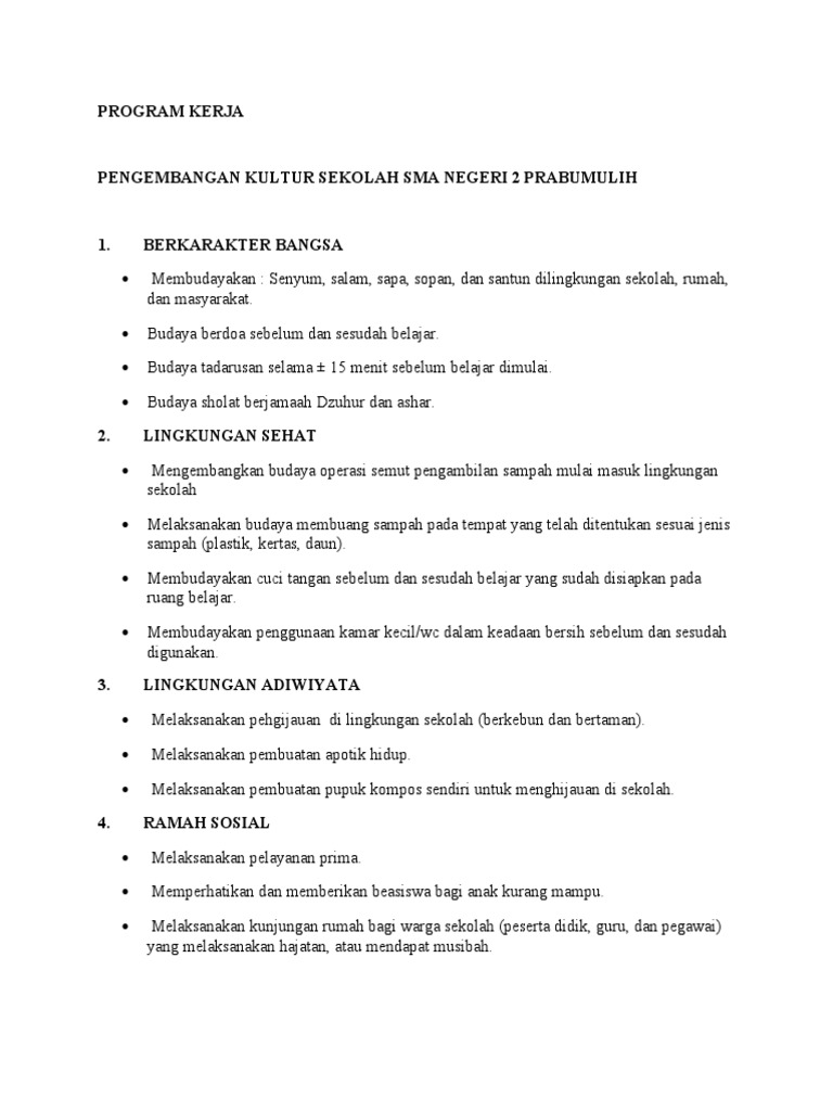 Program Kerja 7k | PDF