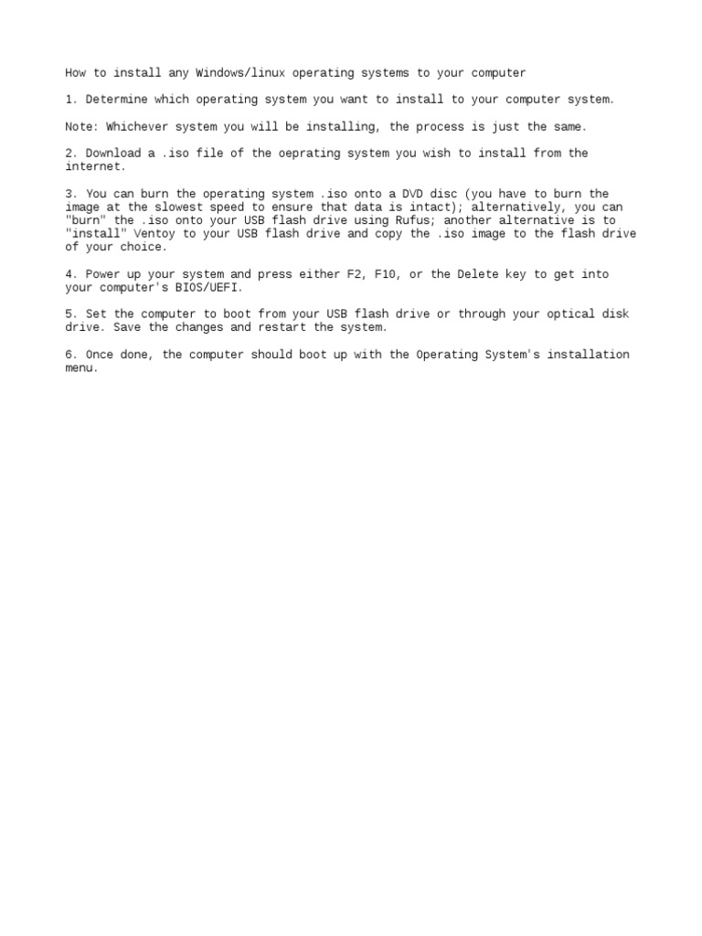 How To Install Any Operating System To Your Computer | PDF