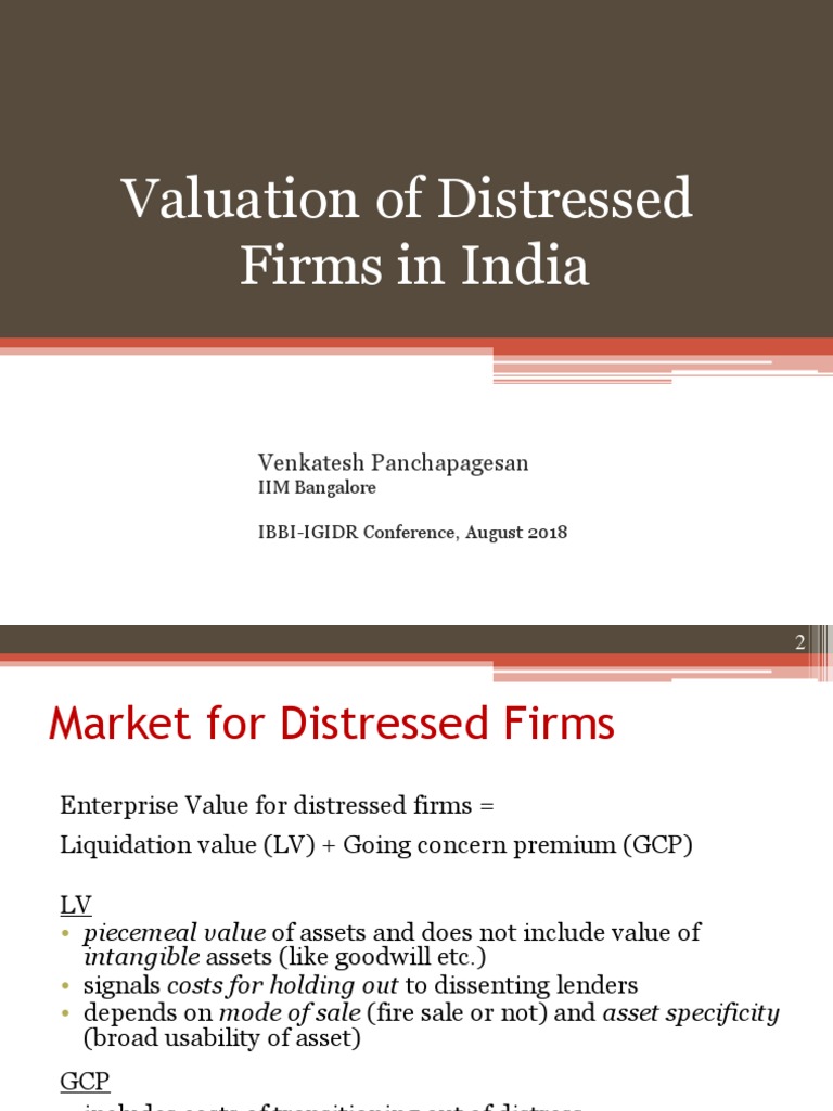 Valuation of Distressed Firms in India: Venkatesh Panchapagesan | PDF ...