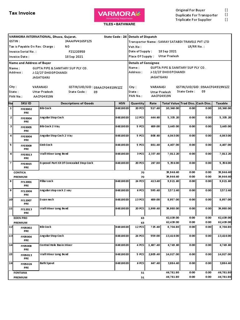 Gupta Pipe Invoice | PDF | Taxation | Economies