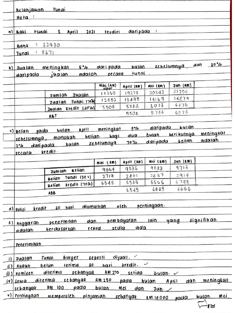 Nota Belanjawan Tunai | PDF