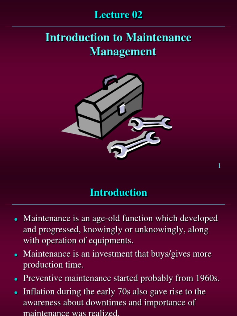 Introduction To Maintenance Management | PDF | Systems Engineering ...