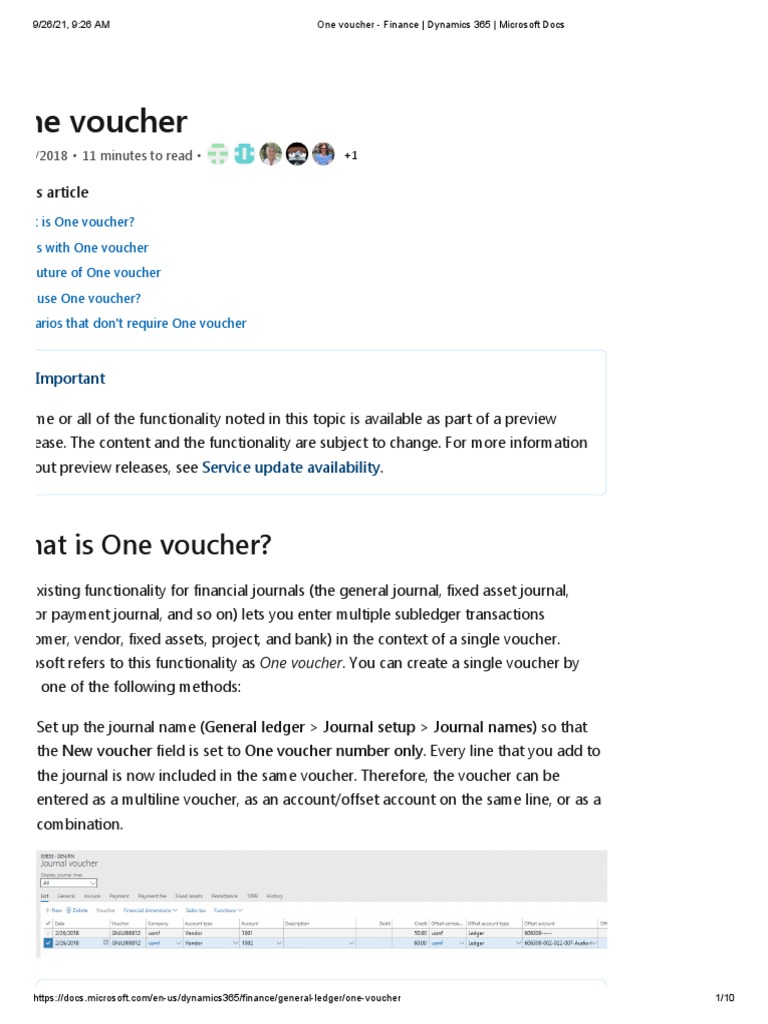 One Voucher - Finance - Dynamics 365 | PDF | Voucher | Banks