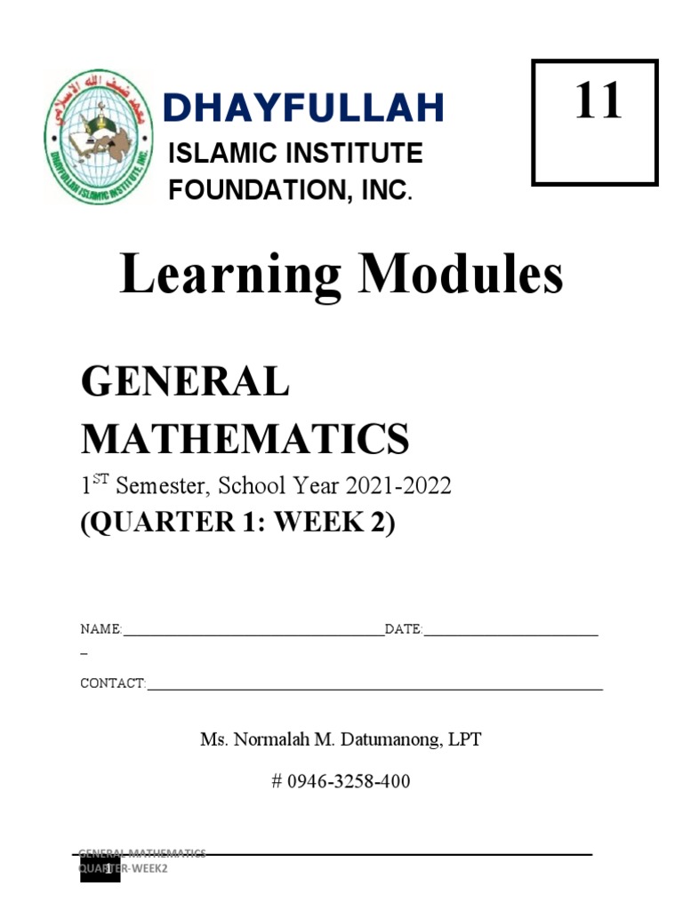 Learning Modules: Dhayfullah | PDF | Equations | Function (Mathematics)