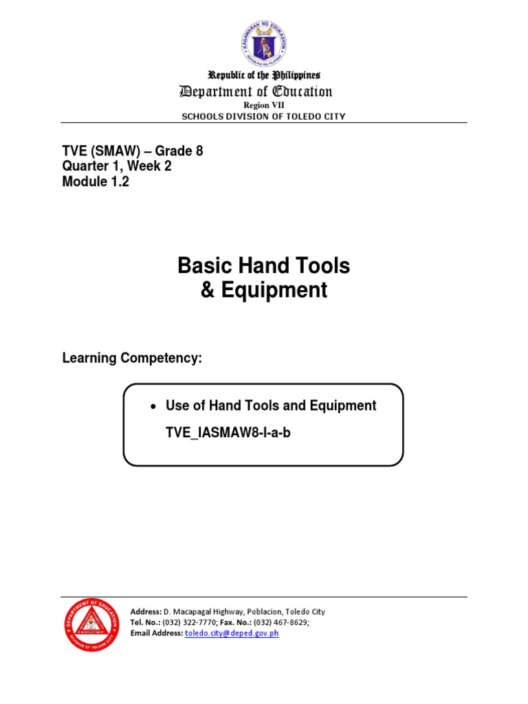 Basic Hand Tools & Equipment: Department of Education | PDF | Screw ...