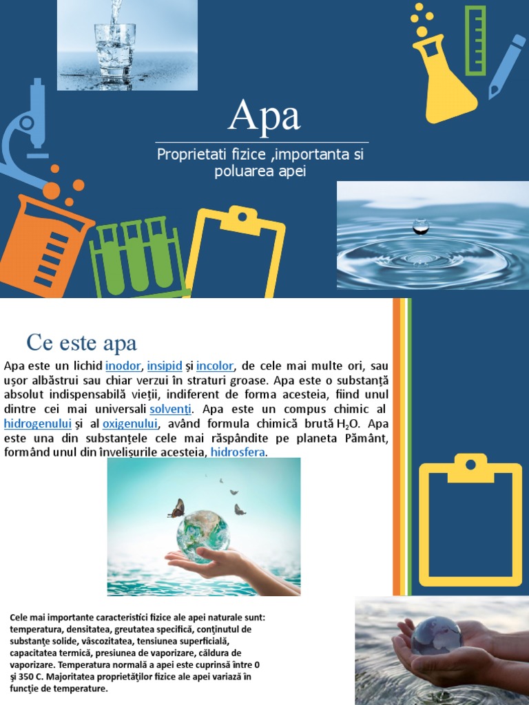 Proprietati Fizice, Importanta Si Poluarea Apei | PDF