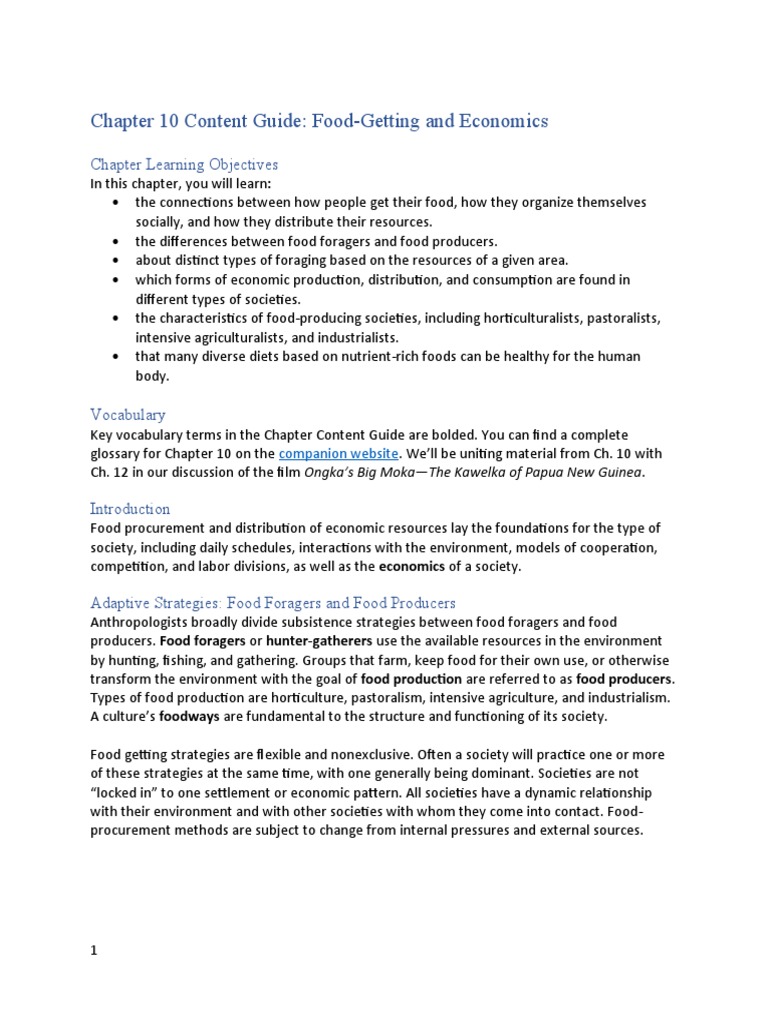 Anth 1001 Mg Chapter 10 Content Guide S21 Pdf Hunter Gatherer