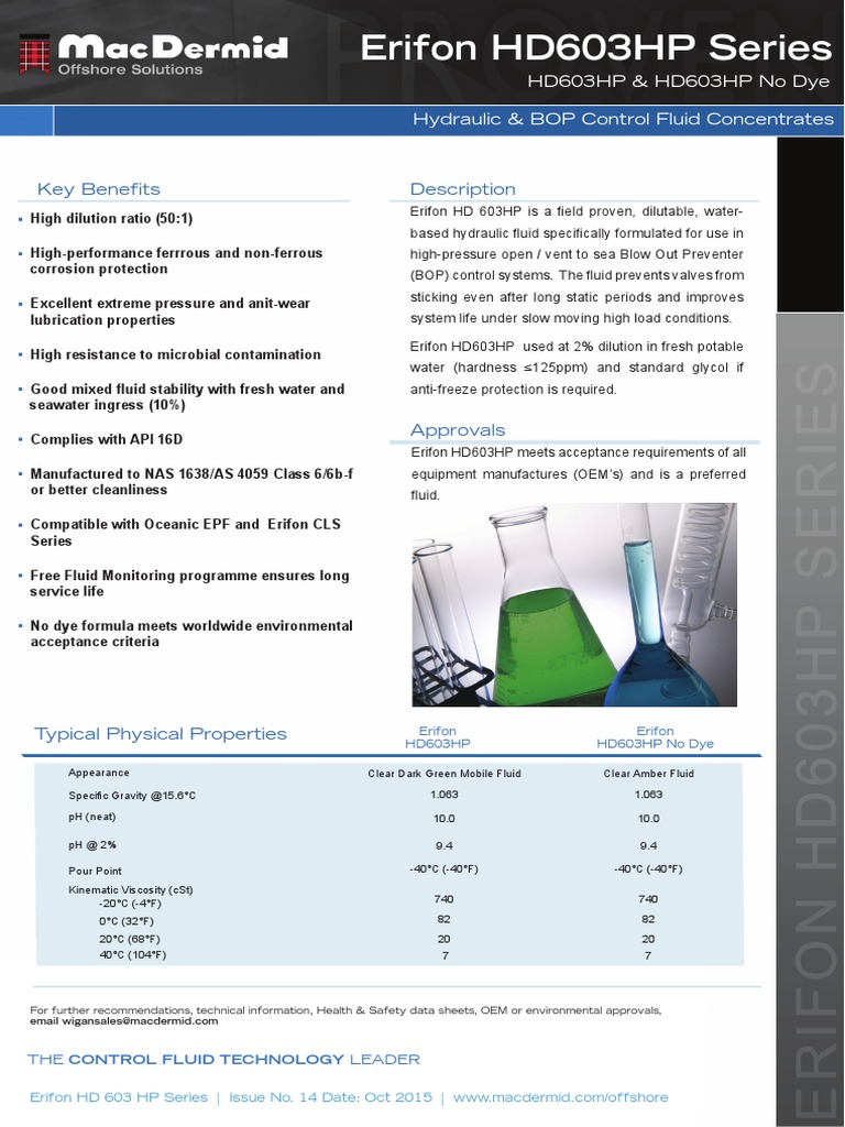 Erifon HD603HP Series: Key Benefits Description | PDF | Chemical ...