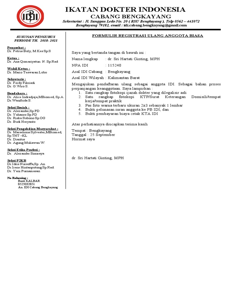 Perpanjang Kta Idi | PDF