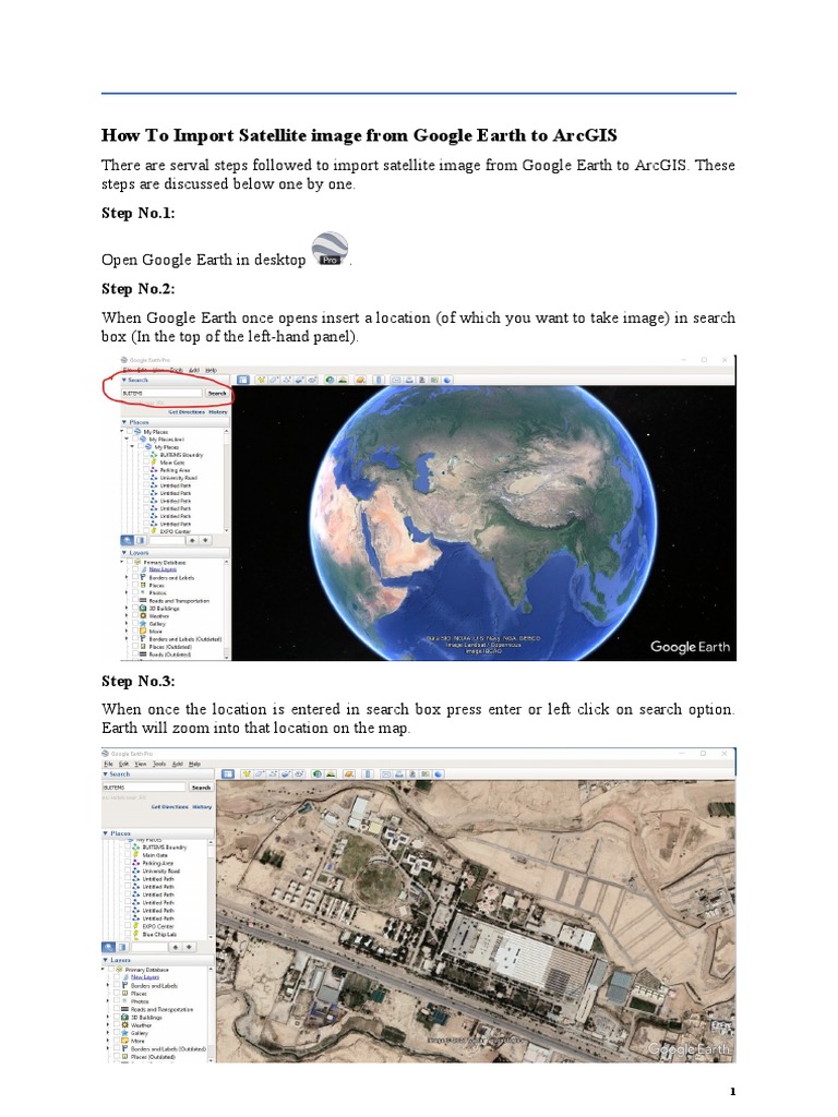 How To Import Satellite Image From Google Earth To ArcGIS | PDF | Arc ...