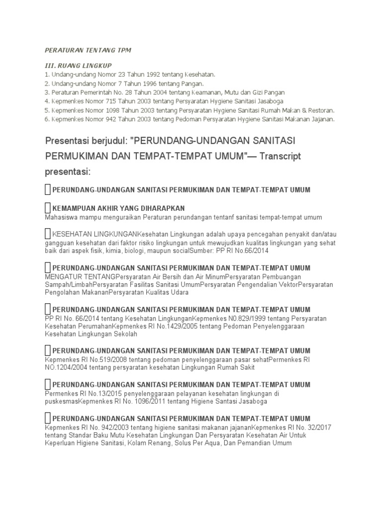 Permenkes Ttu Dan TPM | PDF