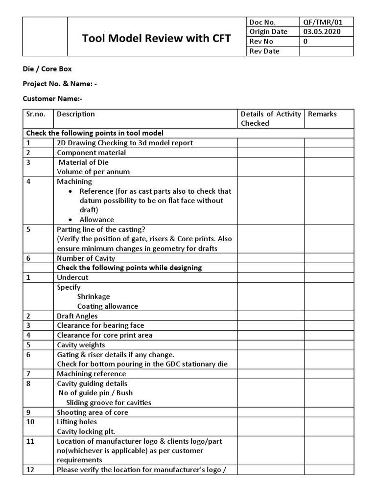 Tool Model Verification - CFT | PDF | Casting (Metalworking ...