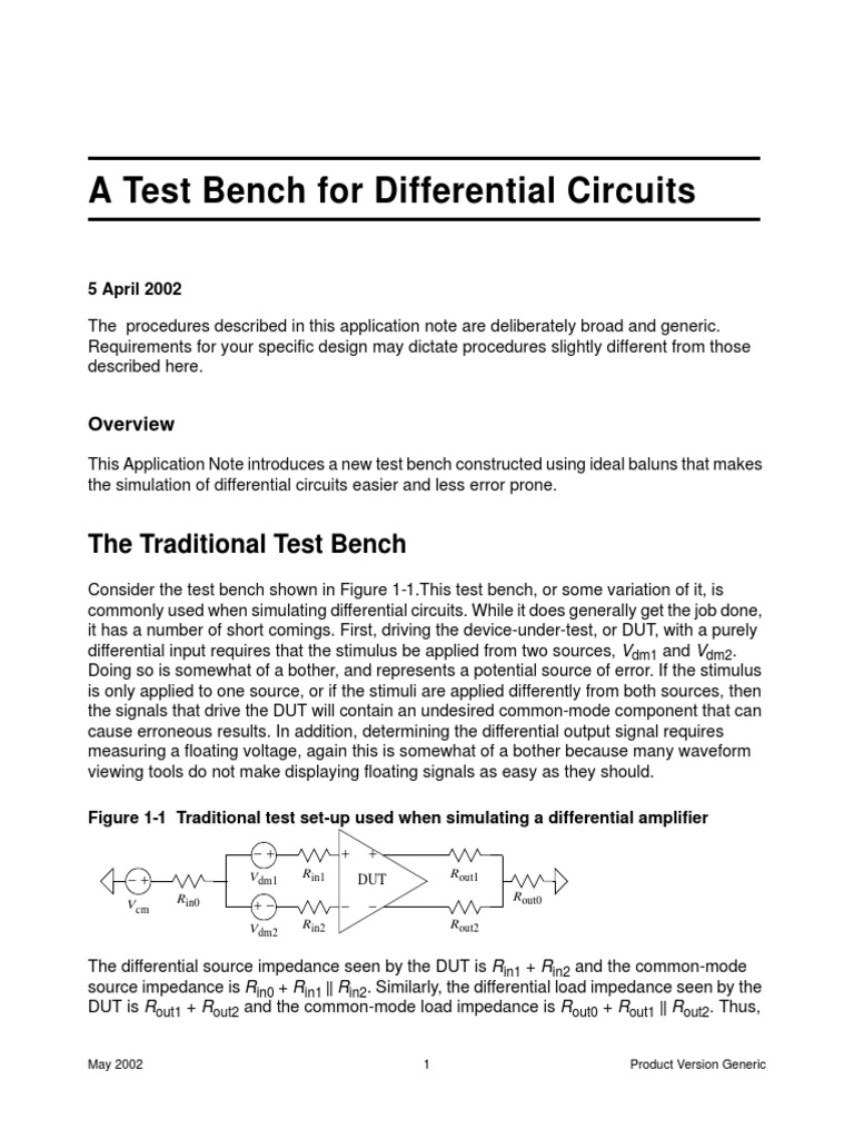 A Test Bench For Differential Circuits | PDF | Electrical Impedance ...