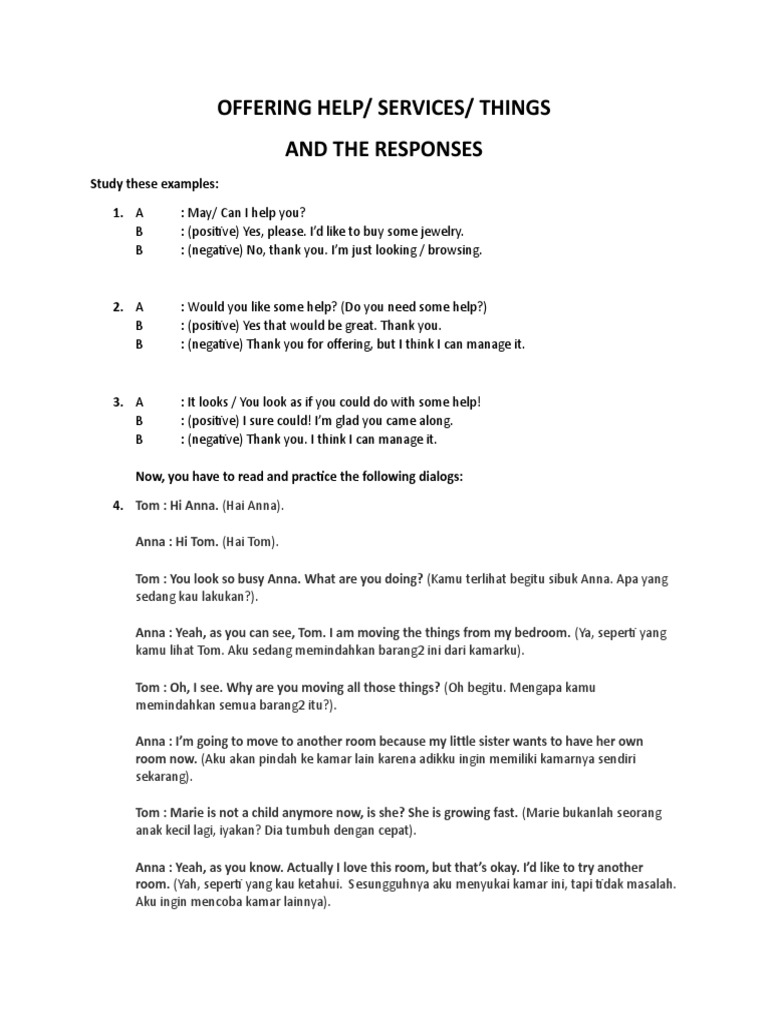 Materi Offering Help Expressions & Dialog | PDF