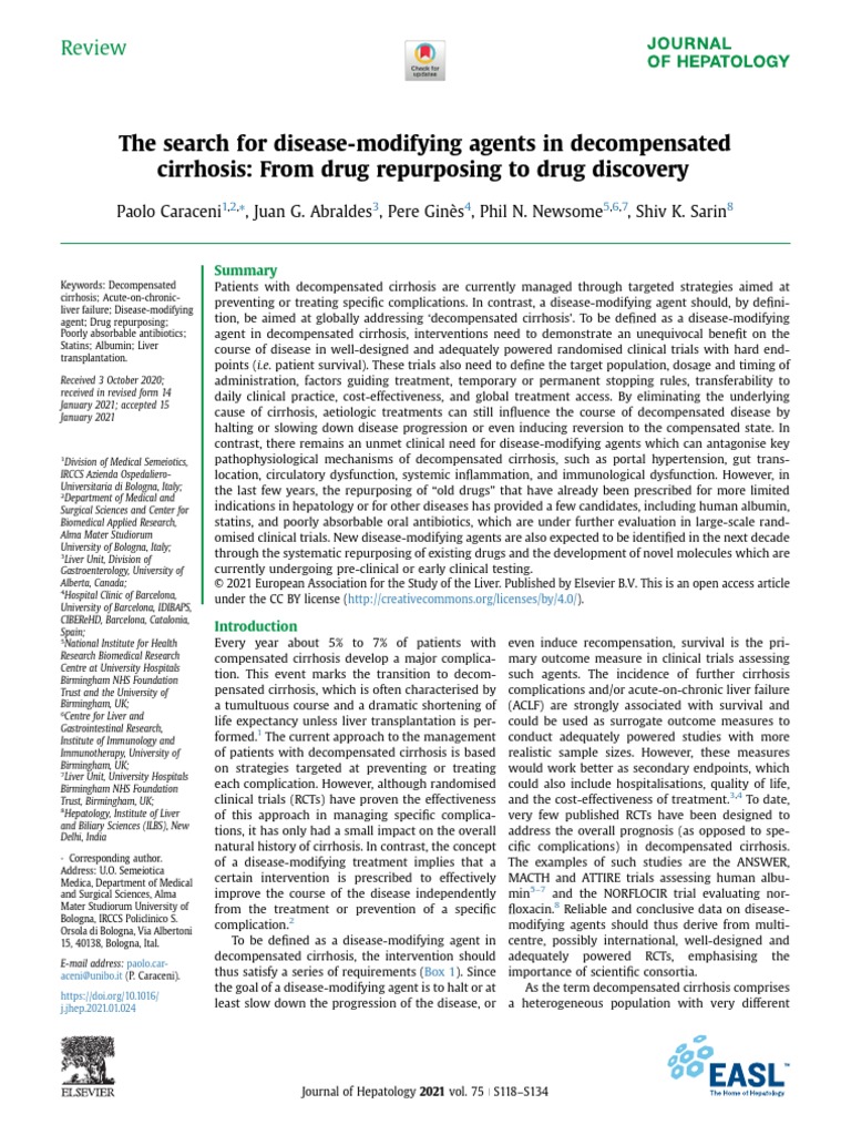 The Search For Disease-Modifying Agents in Decompensated Cirrhosis ...