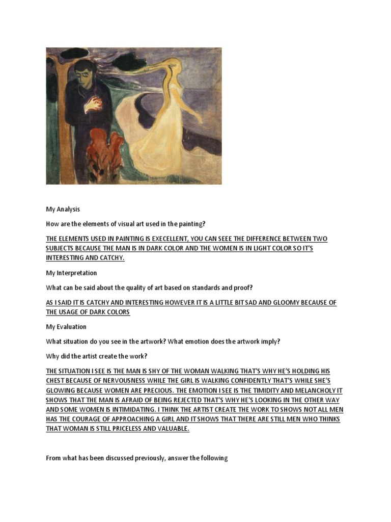 Visual Art Analysis: Interpretation & Emotion | PDF | Emotions | Cognition