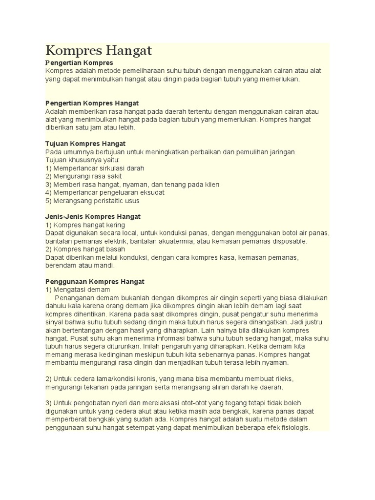 Kompres Hangat | PDF | Kesehatan Holistik