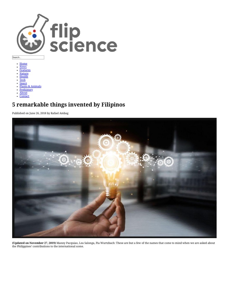 5 Remarkable Things Invented by Filipinos - FlipScience - Top ...