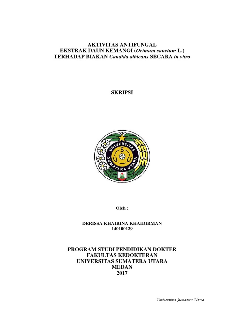 Aktivitas Antifungal EKSTRAK DAUN KEMANGI (Ocimum Sanctum L.) TERHADAP BIAKAN Candida Albicans ...