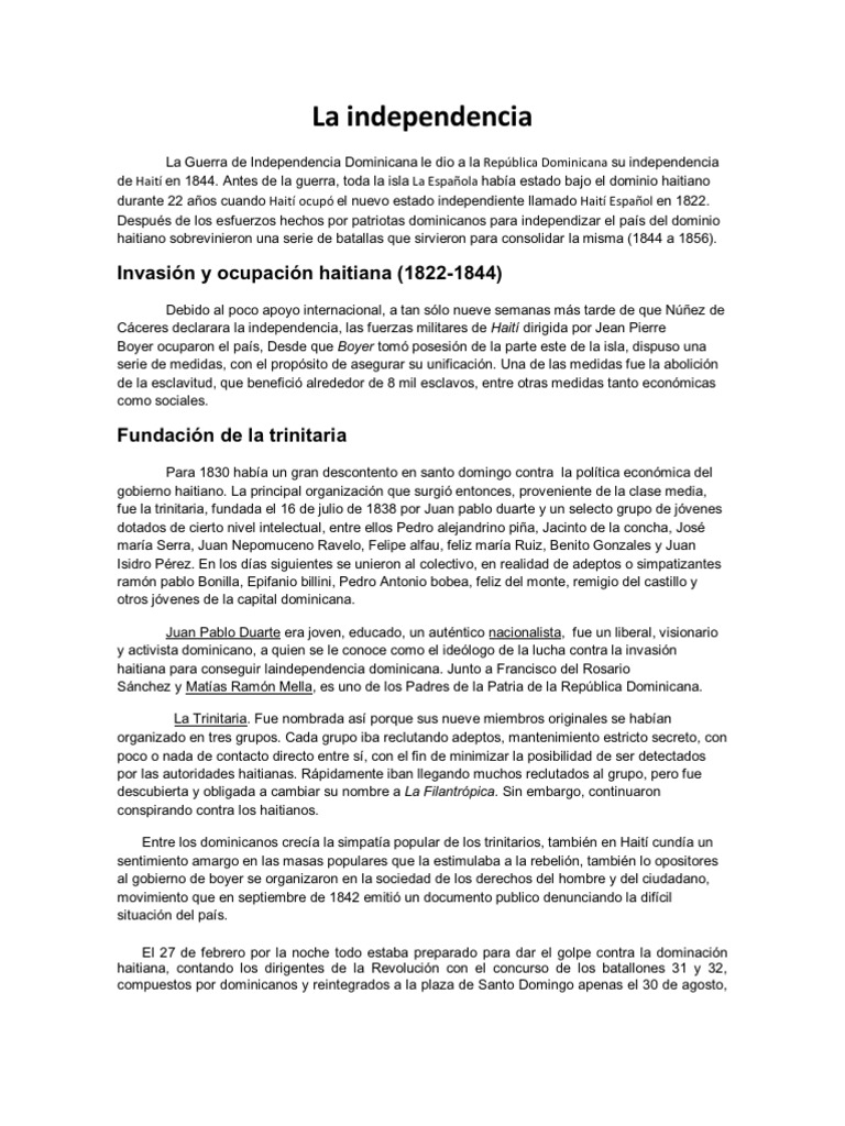 La Independencia | PDF | República Dominicana | Agitación
