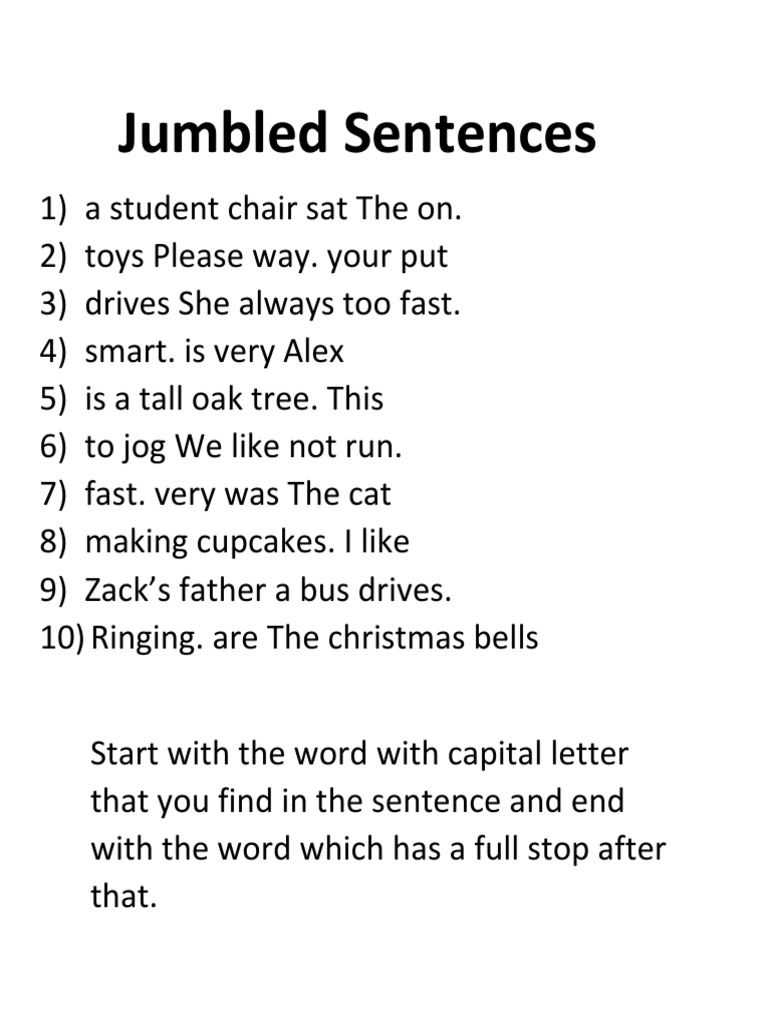 Jumbled Sentences - STD II | PDF