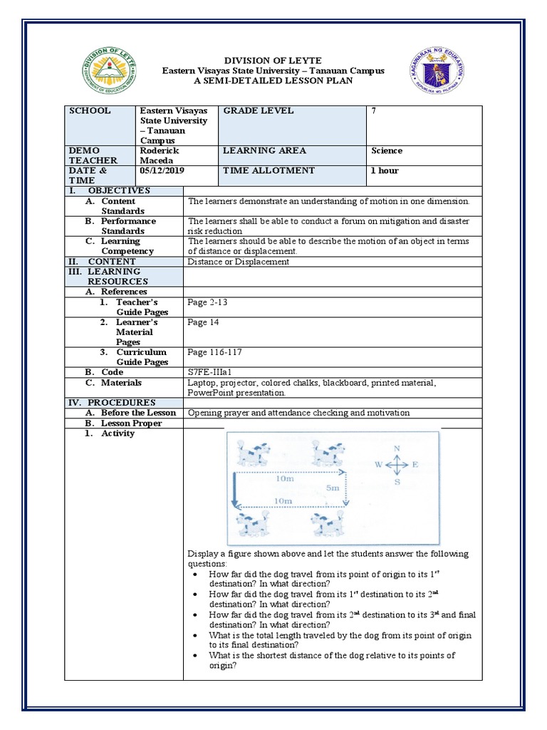 4as Lesson Plan | PDF | Distance