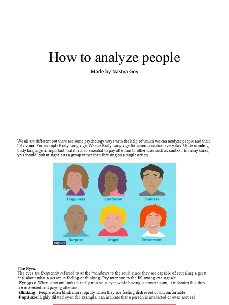 Analyzing Body Language and Behavior | PDF | Self-Improvement