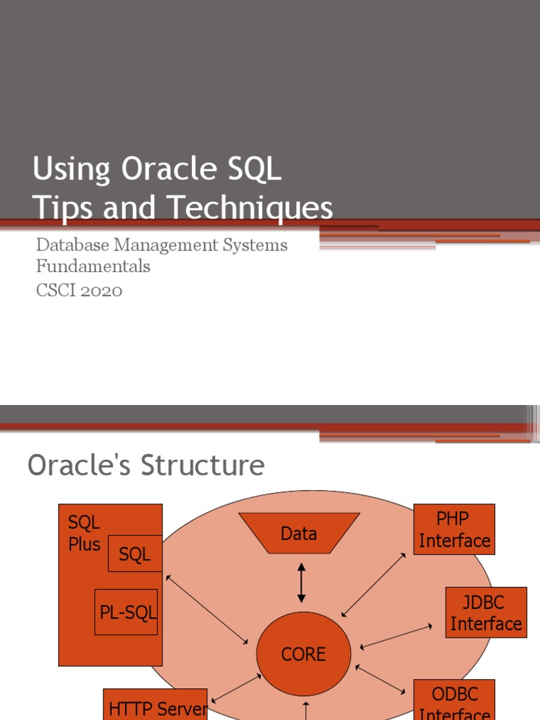 Using Oracle SQL Tips and Techniques: Database Management Systems ...