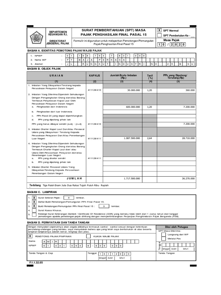 SPT PPH Pasal 15 | PDF