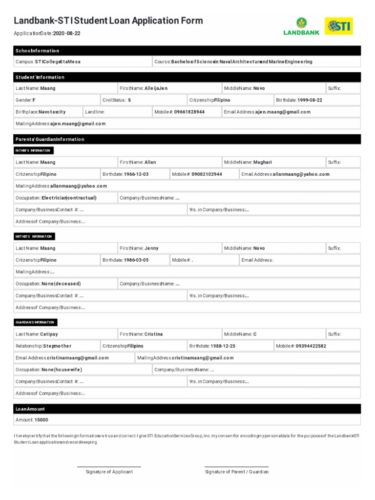 Landbank STI Form | PDF