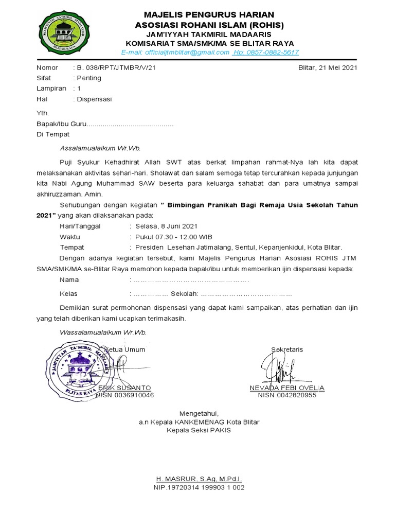 Surat Dispen | PDF