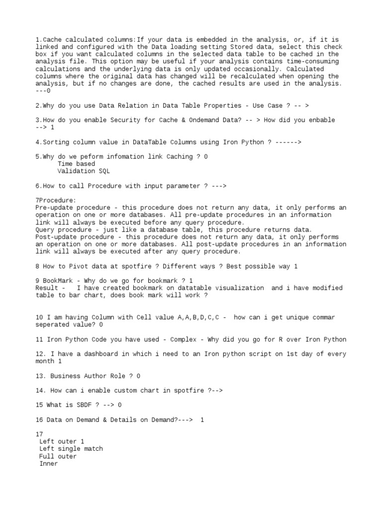 Spotfire Interview Questions | PDF | Databases | Table (Database)