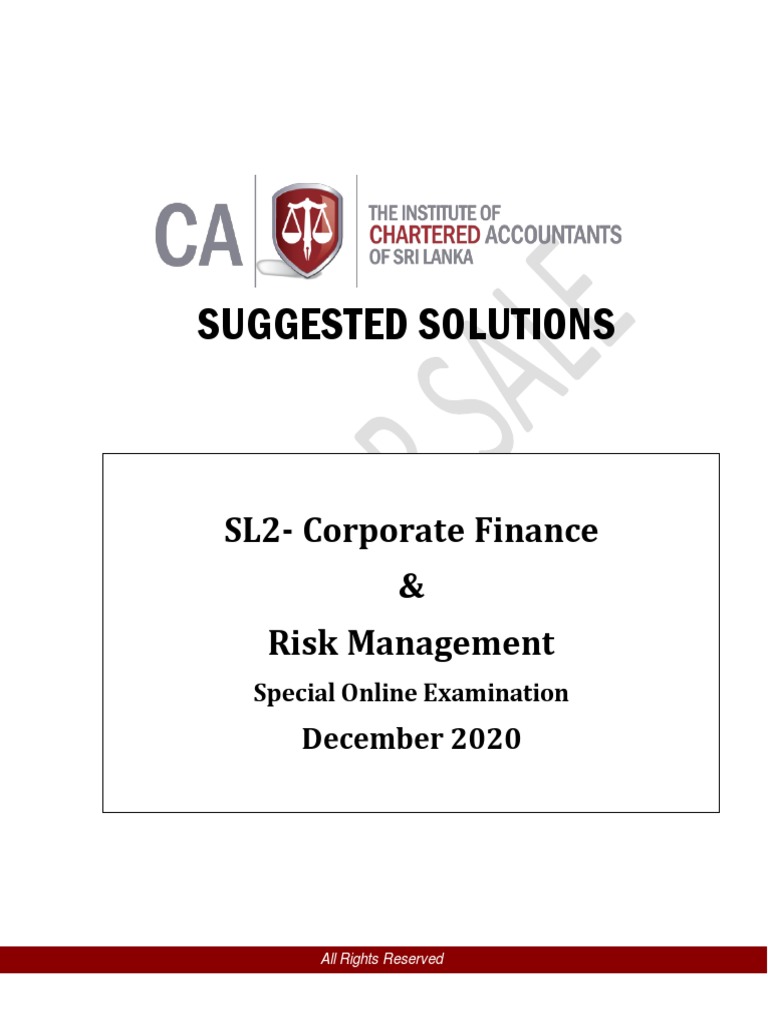 SL2 - Corporate Finance Risk Management - December 2020 | PDF ...