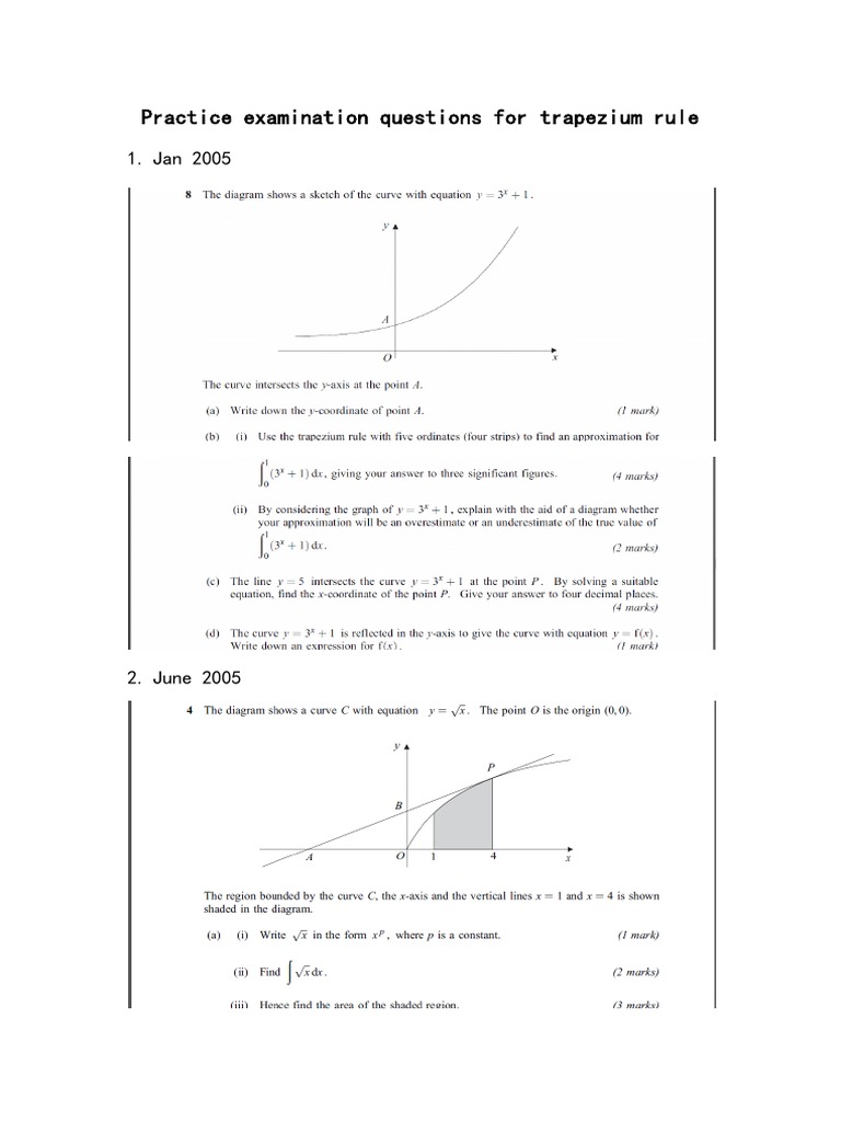 Trapezium Rule Practice Questions | PDF | Science & Mathematics ...