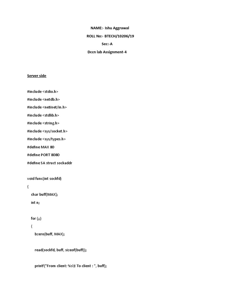 NAME:-Ishu Aggrawal ROLL No: - BTECH/10206/19 Sec:-A DCCN Lab ...