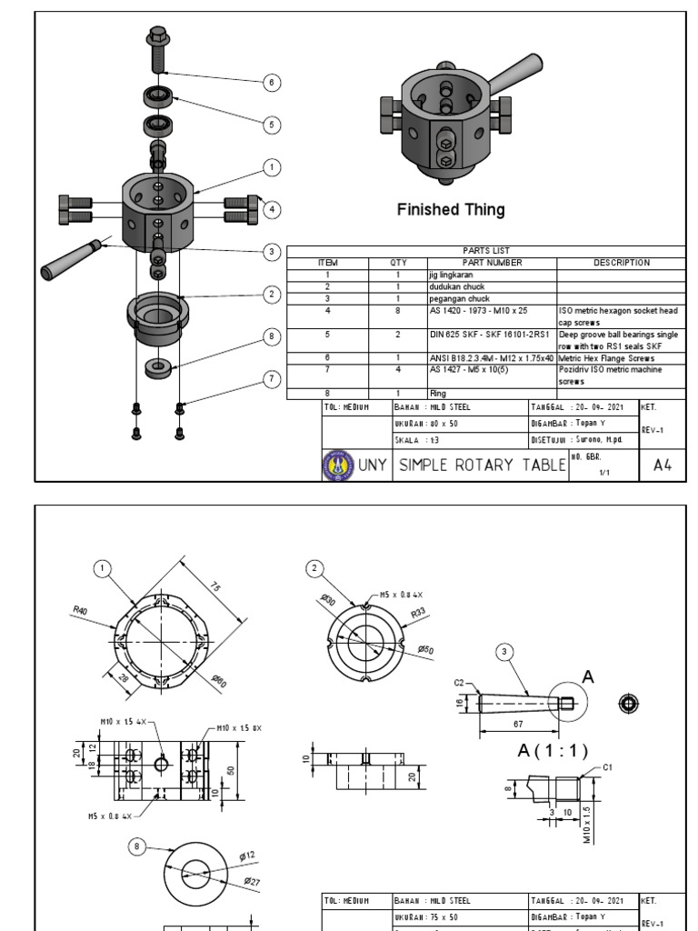 Rotary Table Parts List | PDF | Machines | Crafts