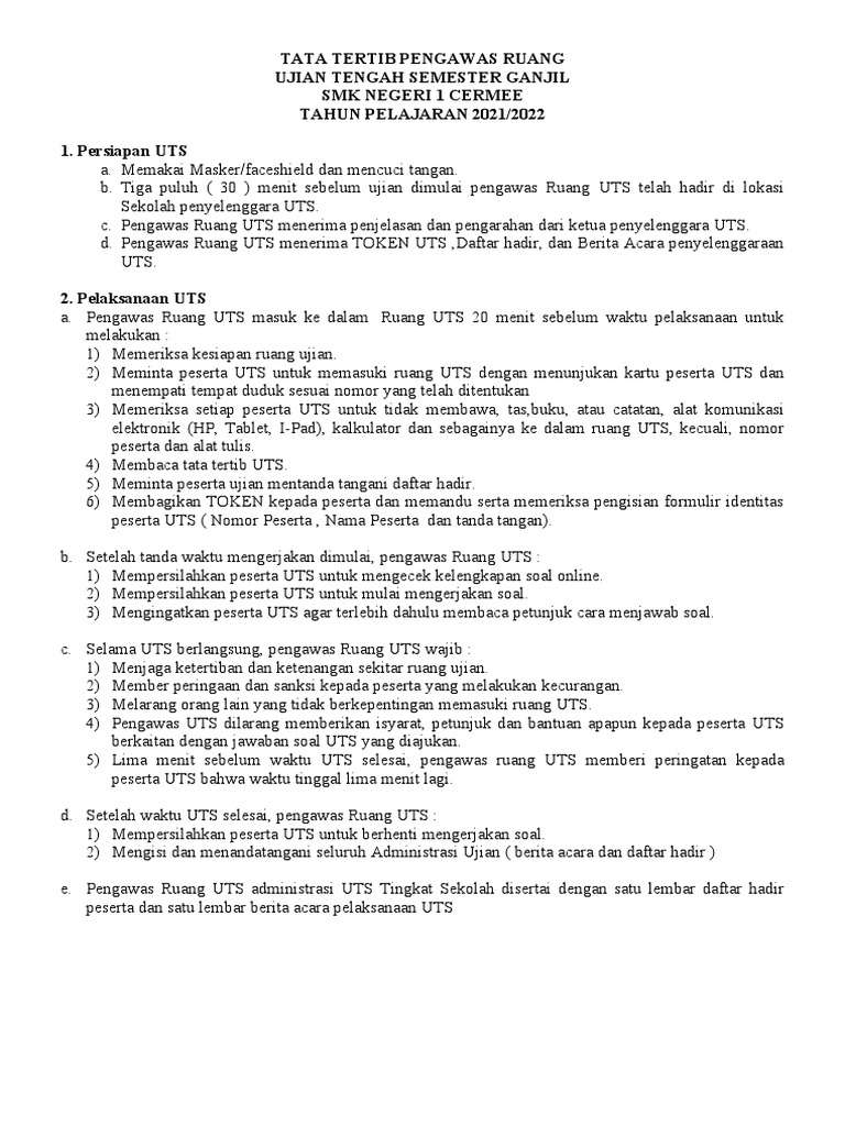 Tatib Pengawas Uts | PDF
