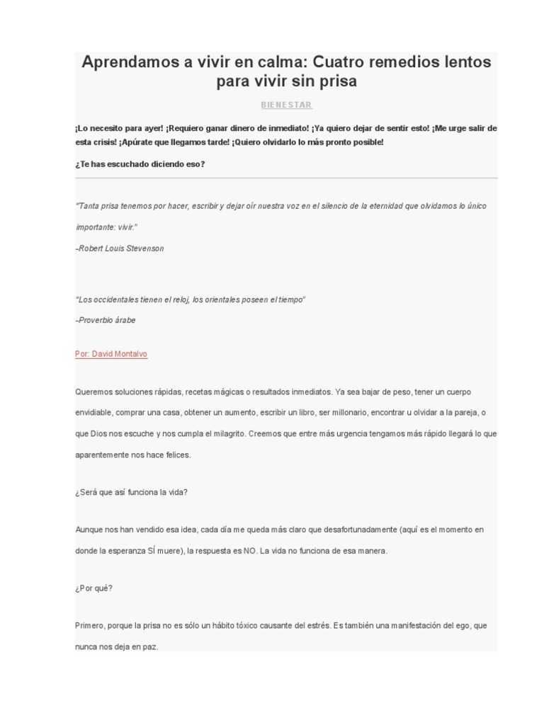 Aprendamos A Vivir en Calma | PDF