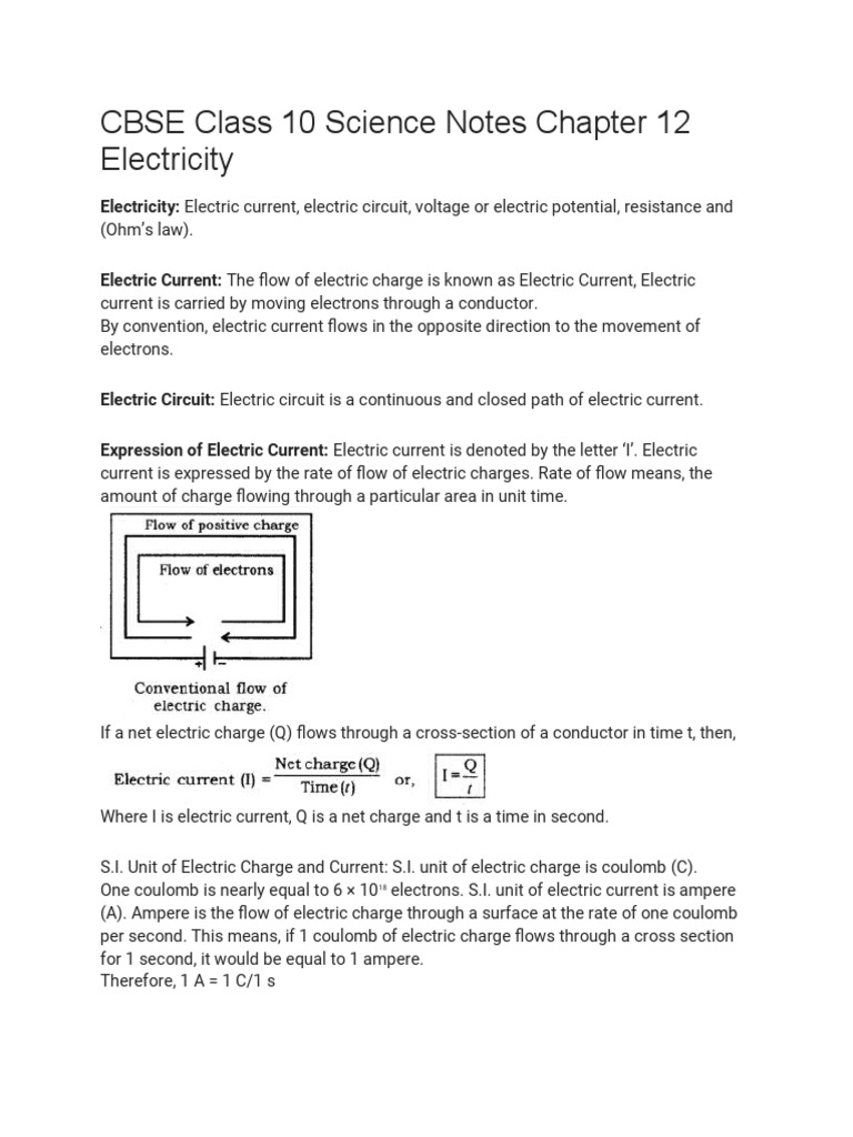 Electricity Class 10 Notes Science Chapter 12 | PDF | Electrical ...