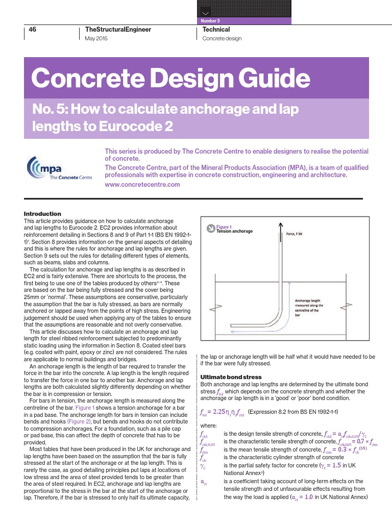 Concrete Design Guide No5 - How To Calculate Anchorage and Lap Lengths ...