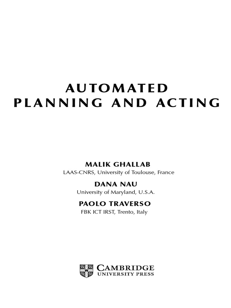 Automated Planning Acting | PDF | Conceptual Model | Artificial ...