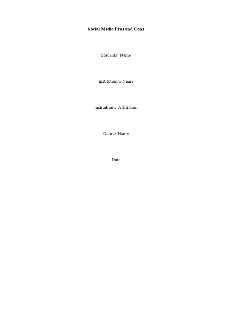 Social Media Pros and Cons - Edited | PDF | Popular Culture & Media ...