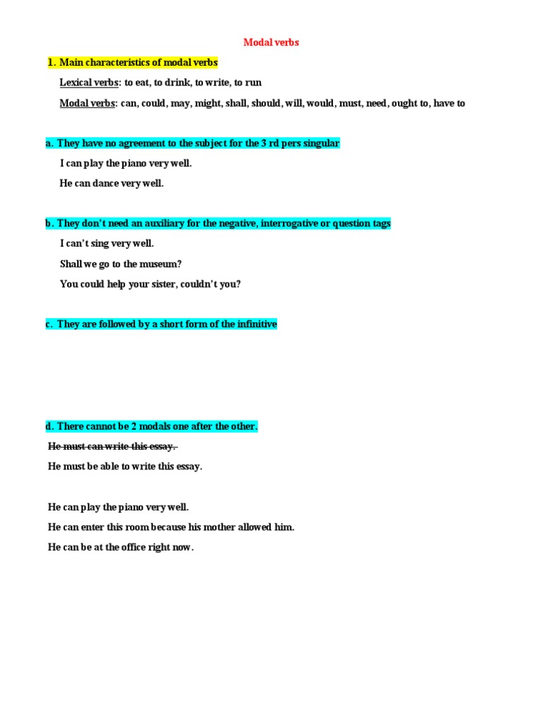 The Use of Modal Verbs | PDF | Morphology | Language Mechanics