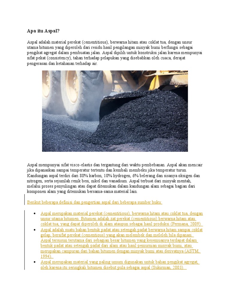 Material Aspal, Fungsi, Sifat, Jenis Dan Analisis Pengujian Aspal | PDF