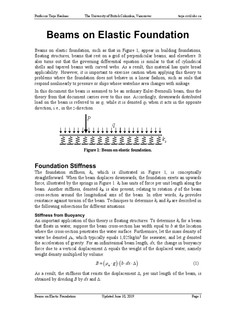 Beams On Elastic Foundation | PDF | Beam (Structure) | Buoyancy