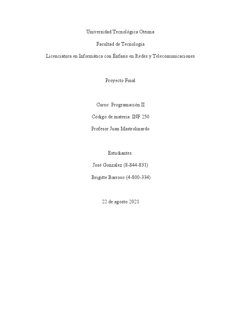 Proyecto Final Programacion 2 | PDF | Java (lenguaje de programación) | Raíz cuadrada