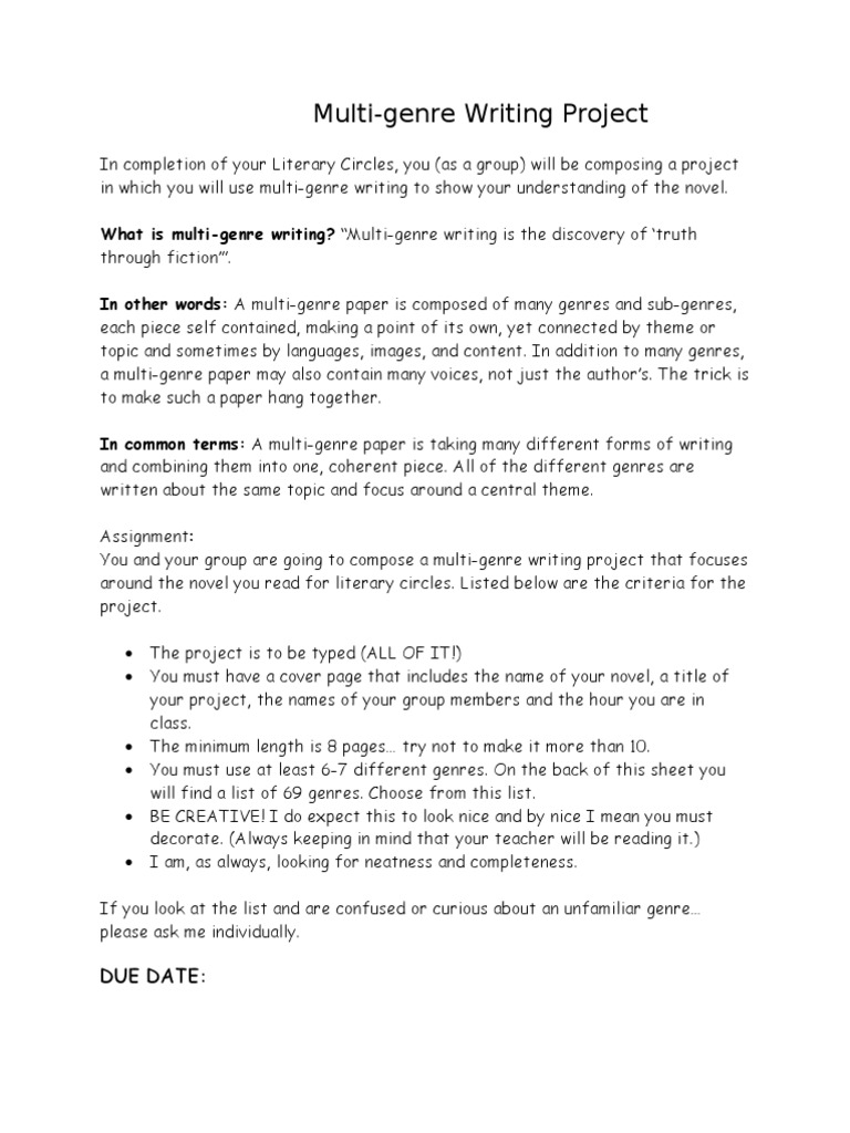 Multi Genre Writing Project | PDF | Genre | Communication