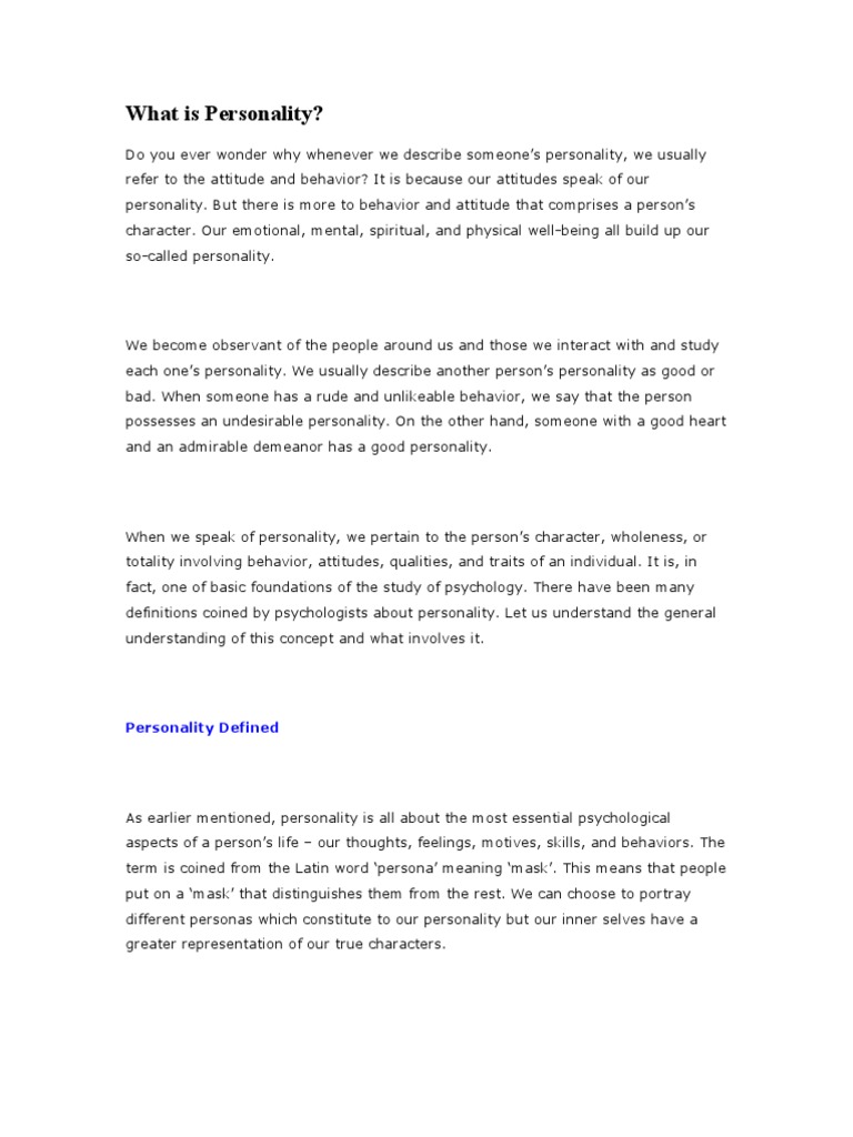 What Is Personality | PDF | Personality Type | Id