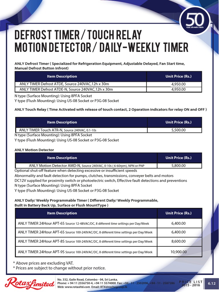 Defrost Timer/ Touch Relay Motion Detector/ Daily-Weekly Timer | PDF ...
